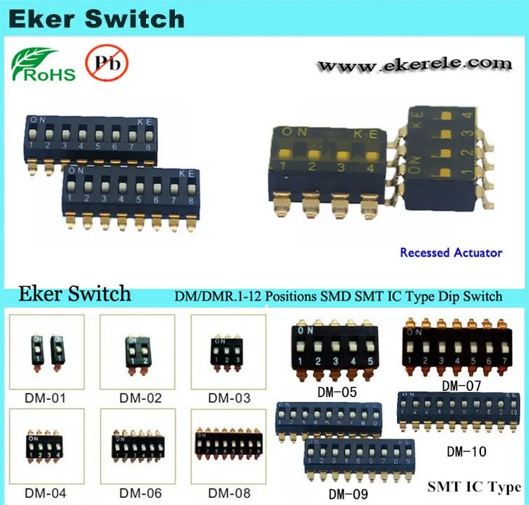 4 Position 8 Pin Ic Type Smd Dip Switch With Rohs - Buy 8 Pin Dip ...