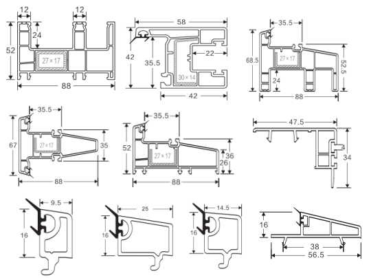 UPVC Sliding Window Profile with Screen 80mm Series Upvc Profile 2.5 ...