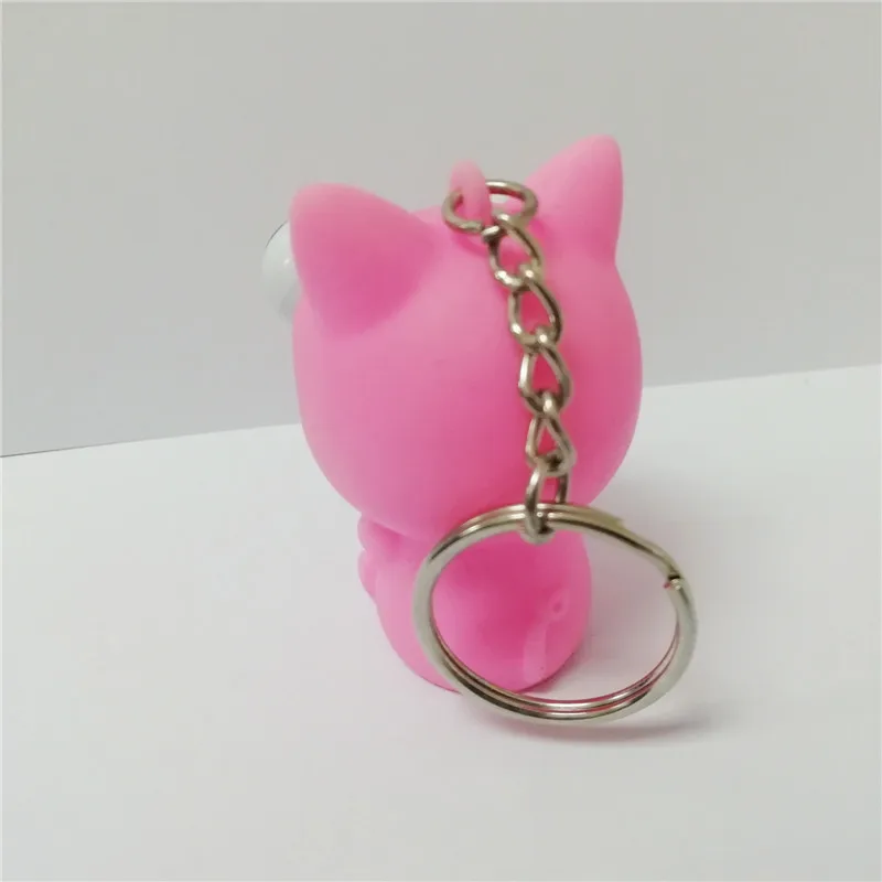 3D Popeyed Pink Pig Rubber Keychains - Custom Eyes Popper