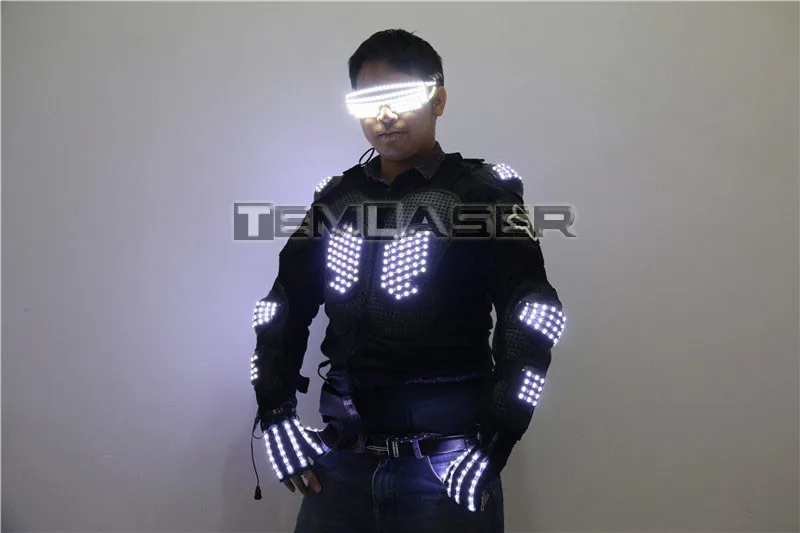 Fashion Led Armor Light Up Jackets Costume Glove Glasses Led Outfit ...