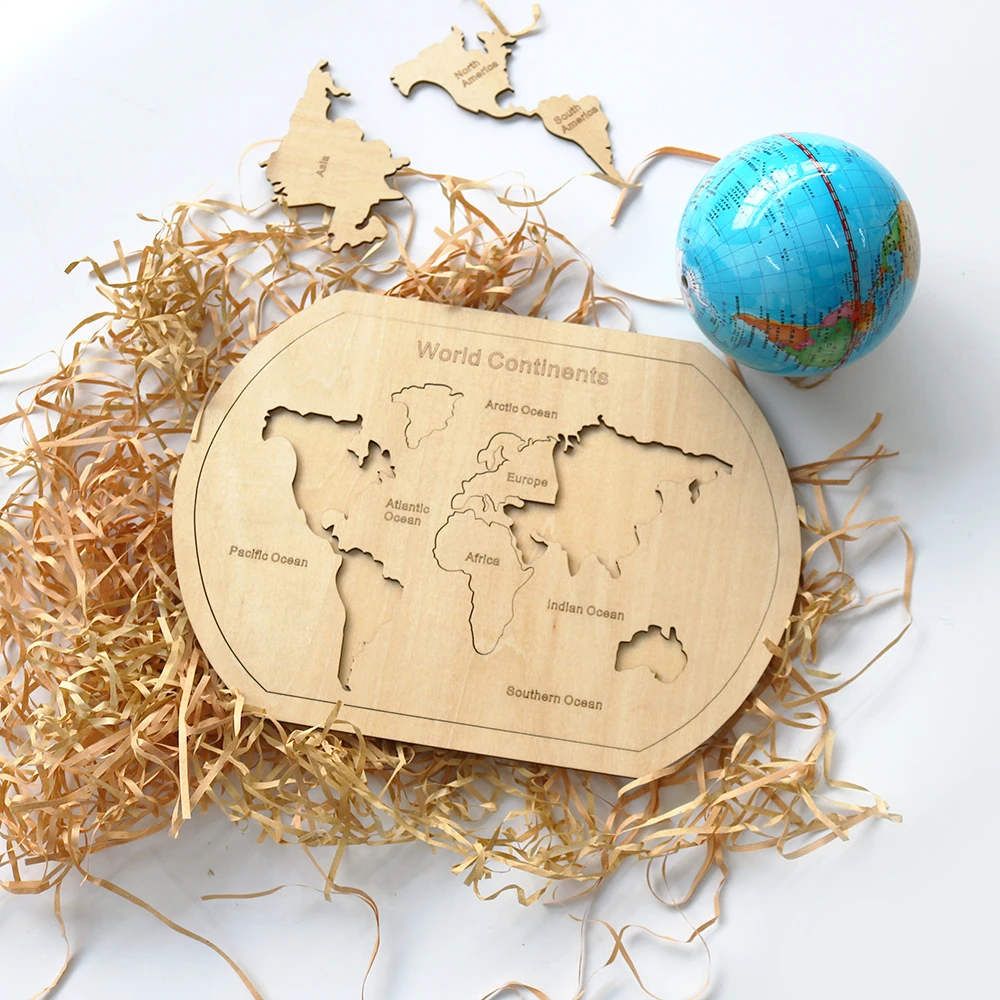 Laser Cut Wooden Puzzles World Map - Educational & Fun