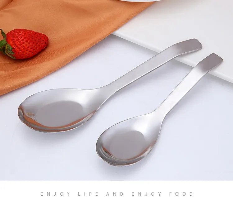 Hot Sale Metal Stainless Steel Custom Flat Bottom Big Soup Spoon - Buy ...