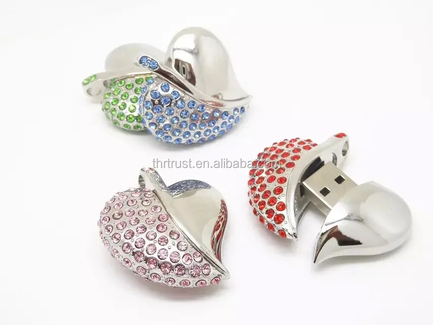 Jewelry Crystal Heart Shape 4gb 64gb Metal Usb Flash Drive Anti Dust ...