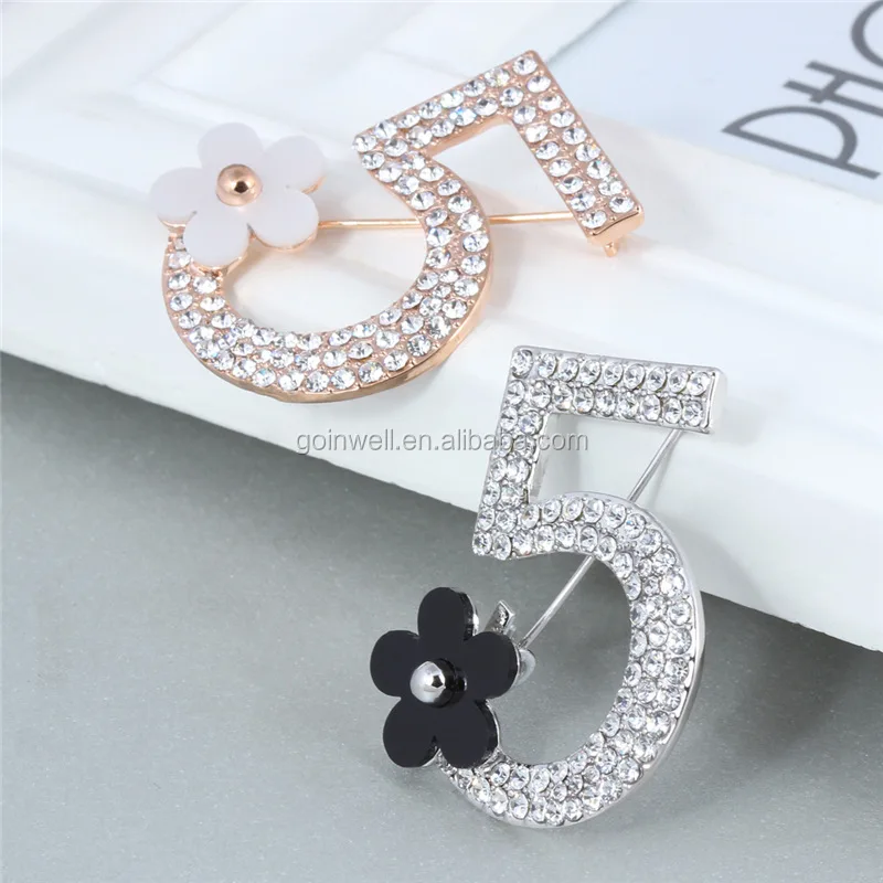N 5 Charm Letter Diamond Brooch Pin,Number 5 Alloy Brooch - Buy Diamond ...