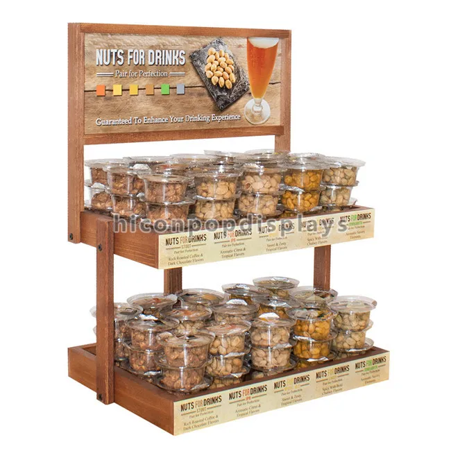 Light Wood 2-layer Packaged Dried Nuts Display,Counter Top Advertising ...