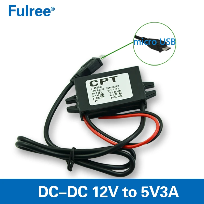 12 Volt To 5 Volt Dc Converter With Right Angled 90 Degree Micro Usb ...