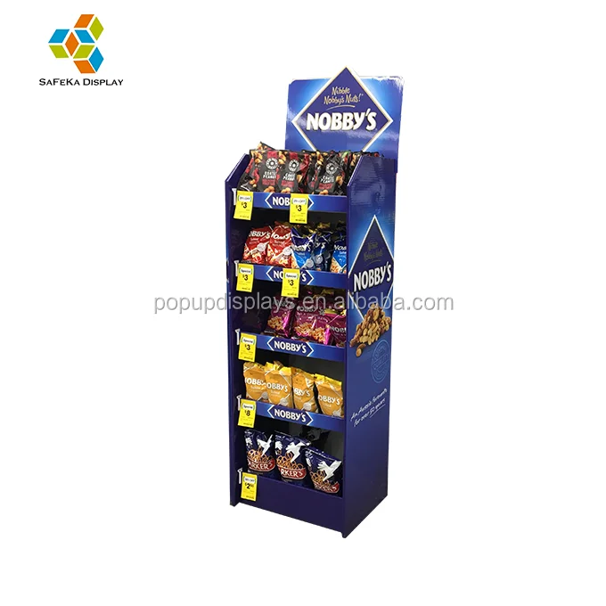 5 Tiers Flat Pack Display Shipper Stand for Nuts Promotion
