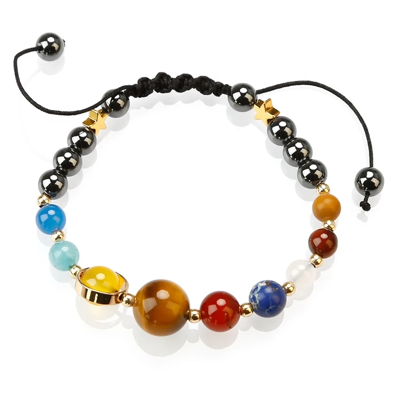 Rope Braided String Planet Stone Bead Bracelet Weaving Solar System ...