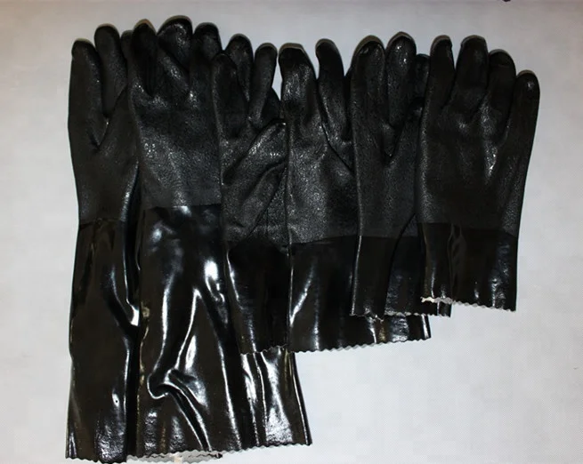 28 Inch Shoulder Length Blue Sandy Pvc Slurry Chemical Gloves Gauntlet ...