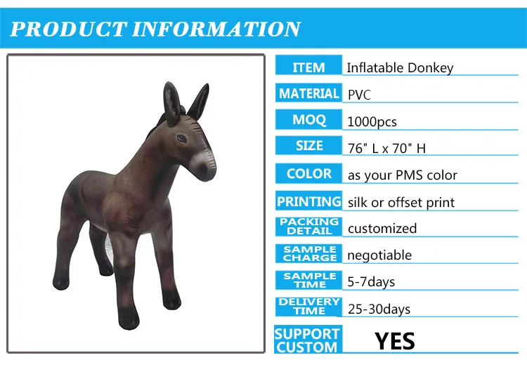 High Quality Pvc Large Inflatable Donkey Durable Plastic Realistic Blow ...