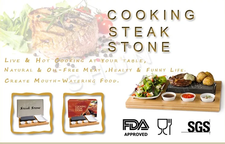 Lava Rock Cooking Stone Natural Steak Grill Lava Stone Wood Steak Plate ...