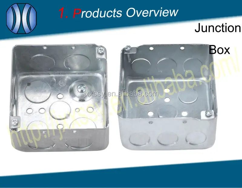 4x4 Square Knockout Galvanized Steel Electrical 1" Deep Junction Box ...