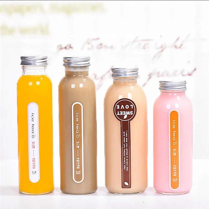 Empty Round 350ml Milk Tea Beverage Glass Bottle For Bubble Tea - Buy ...