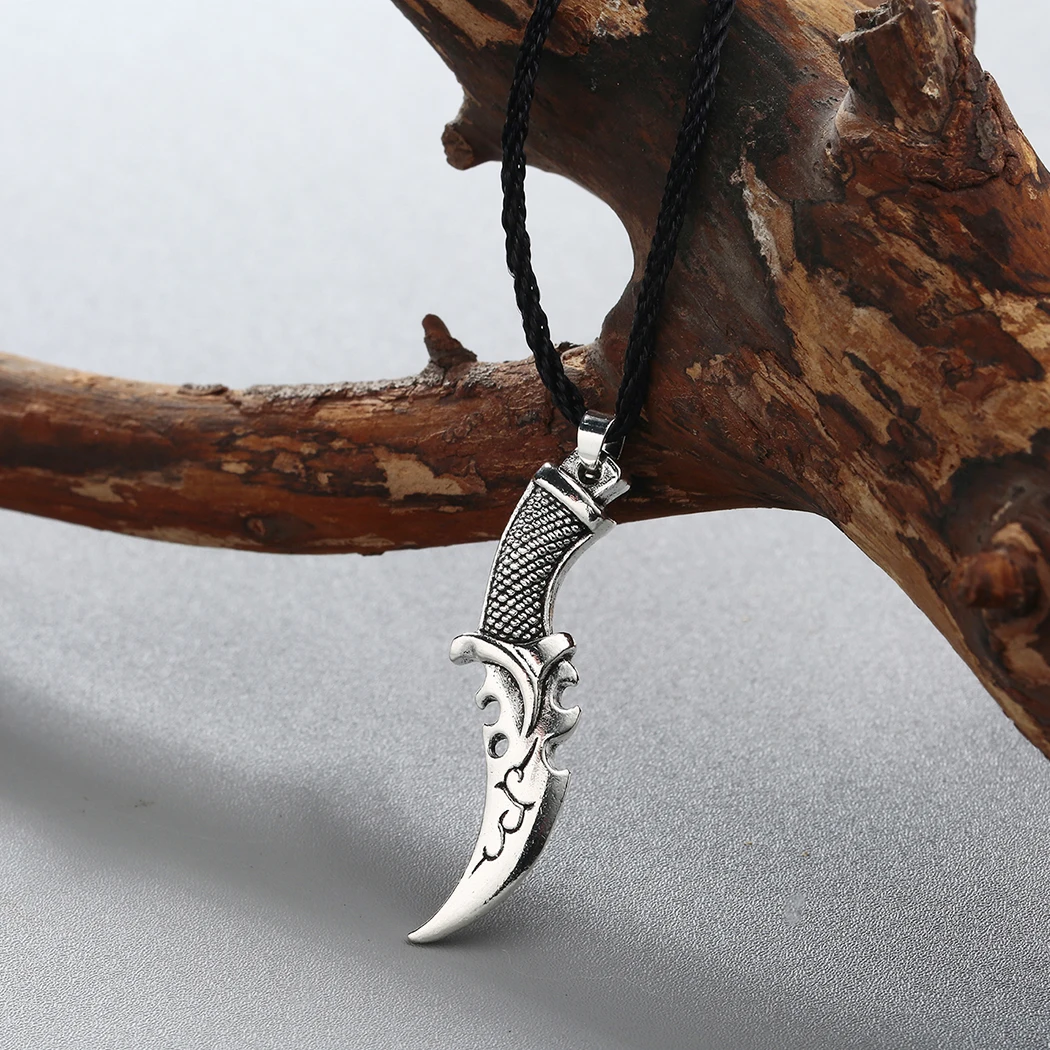 Punk Scimitar Wolf Tooth Machete Knife Necklace Vintage Power Character ...