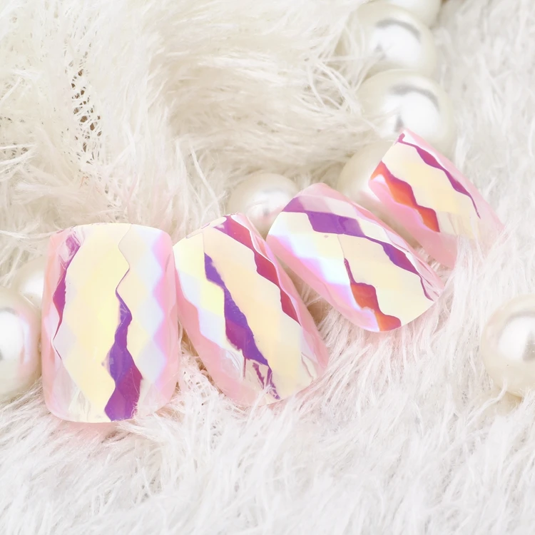 Nadeco Chrome Holographic False Nails Polish Light Pink Mirror Shiny ...
