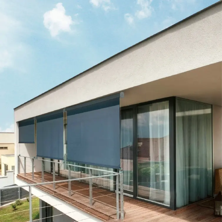 Exterior Motorized Wire Steel Guide Roller Blinds for Balcony