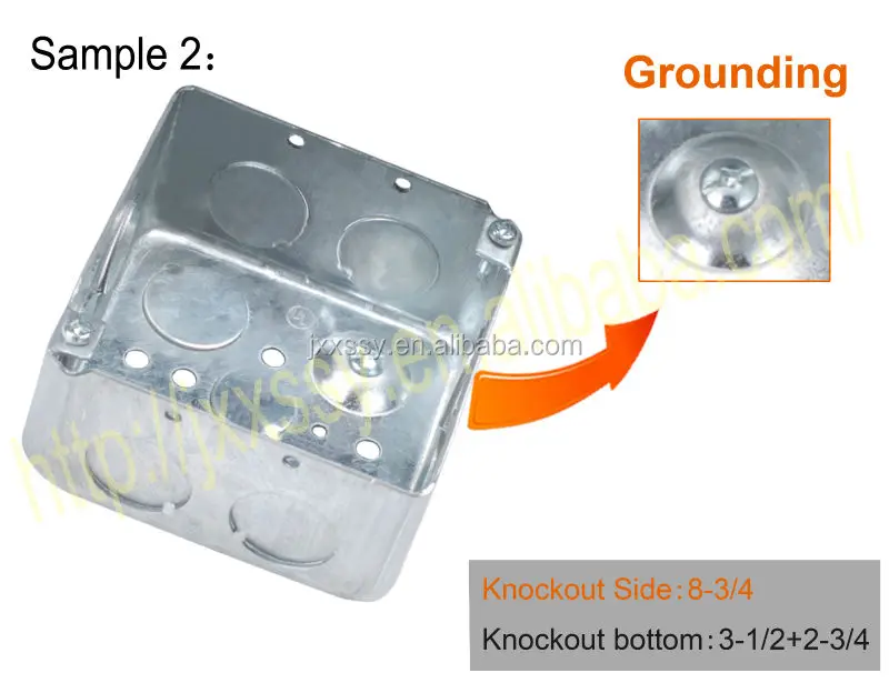 4x4 Square Knockout Galvanized Steel Electrical 1" Deep Junction Box ...