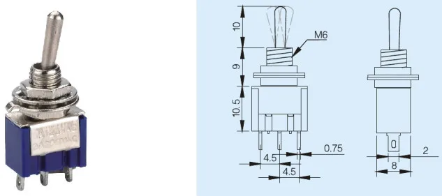 6 Pin 3a 12v 3-way Toggle Switch / Miniature Momentary Toggle Switch ...