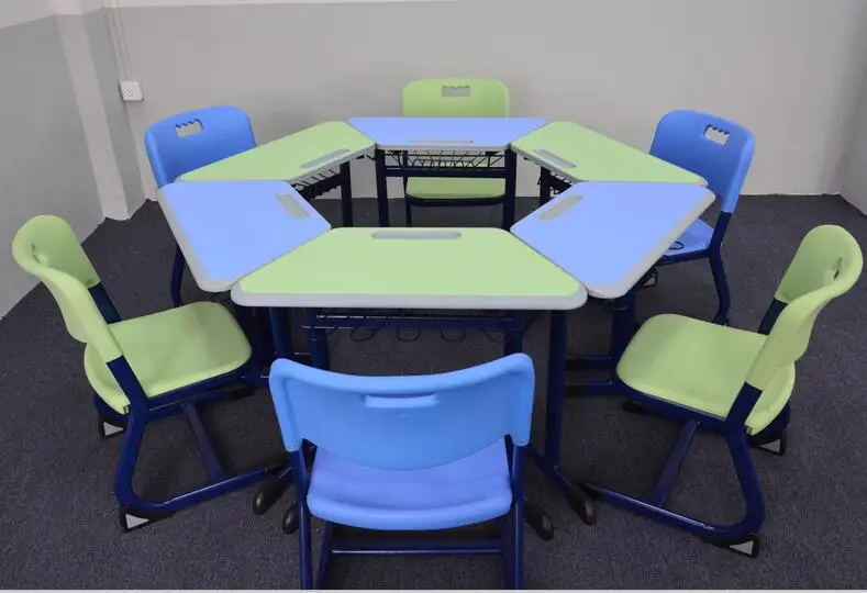 New Design School Trapezium Desk with Chair - High Quality