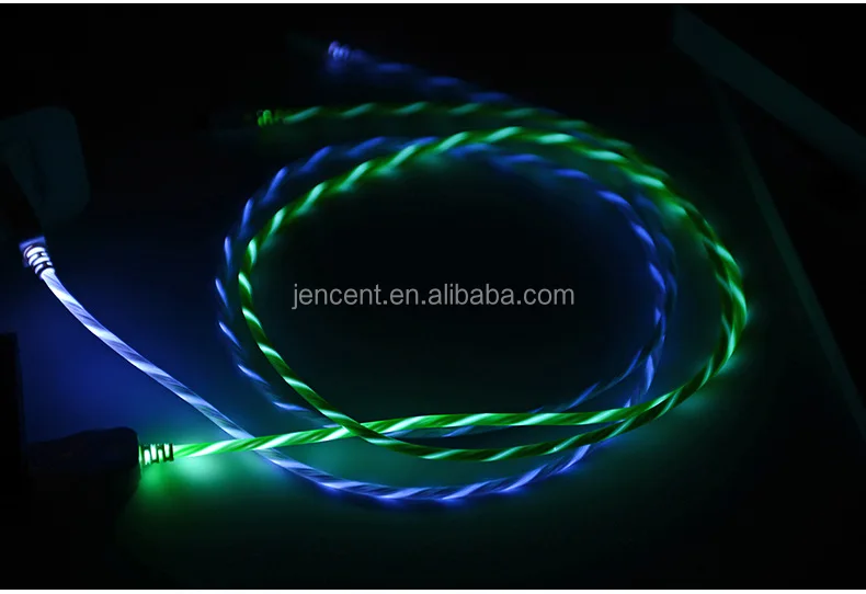 1m 3feet Type-c Type c Flowing Light up LED Fast Charging Charger Light ...