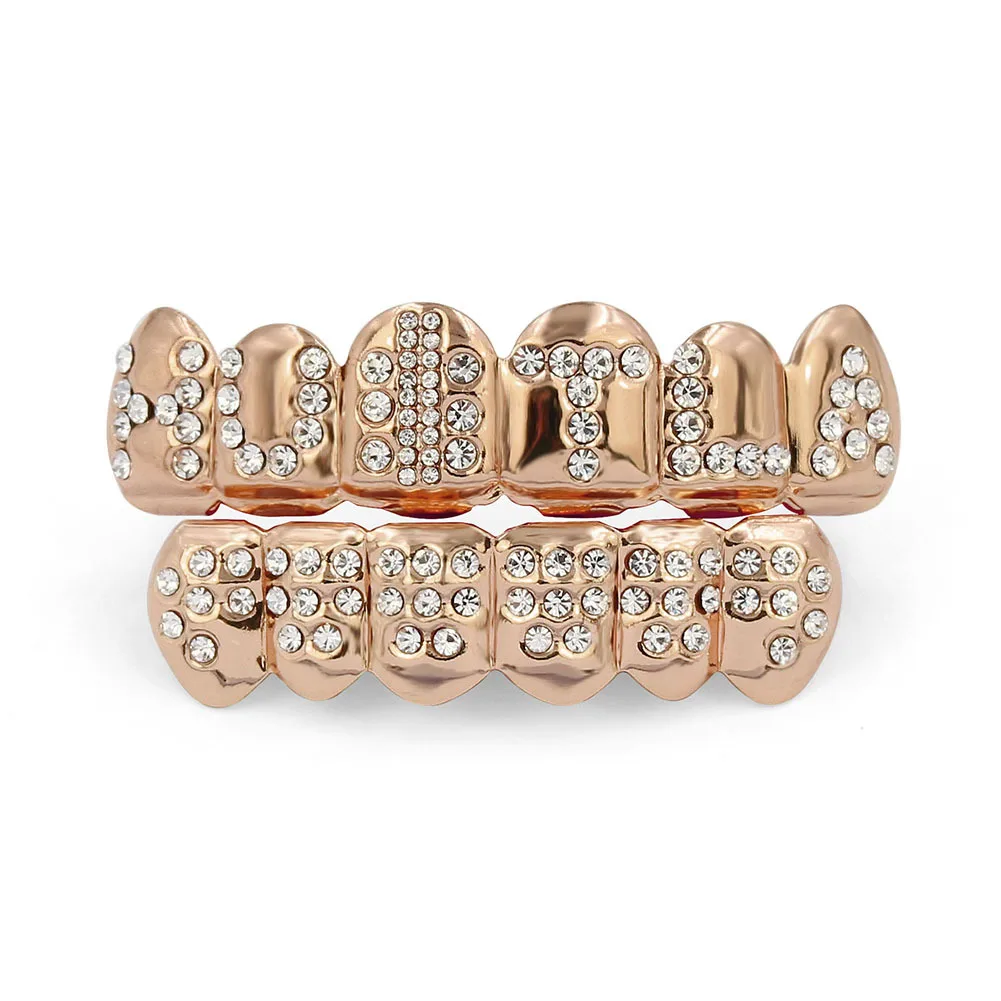 Charm Custom Jewelry - English Letter Inlay Crystal Teeth Grillz