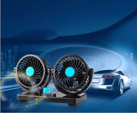 Dc 12v/24v Double-headed Car Fan All-round Portable Car Vehicle Auto ...