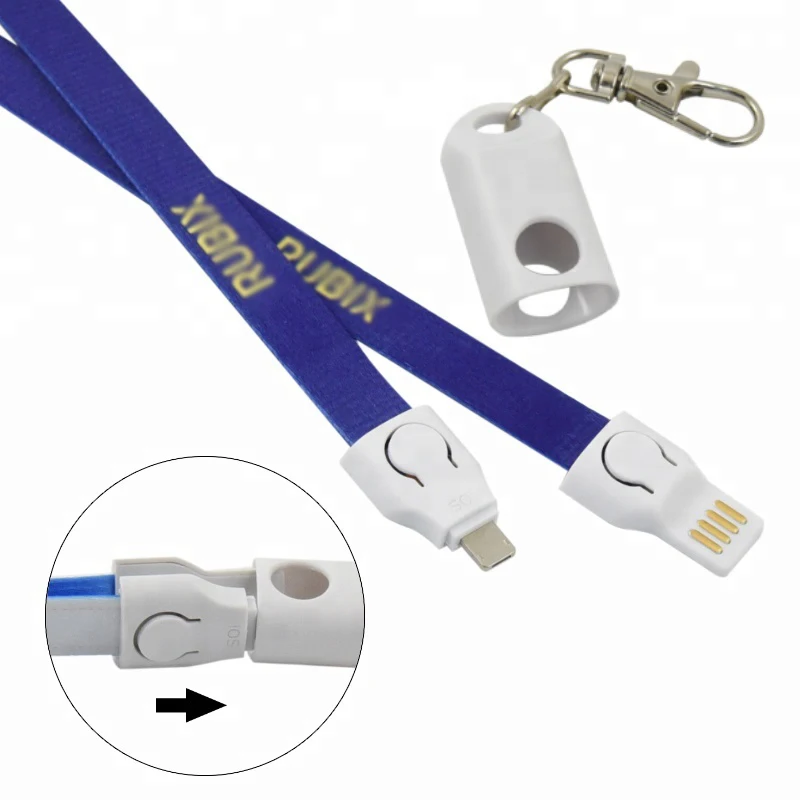 Promotional Micro To Usb Charge And Sync Lanyard 2 In1 Usb Cable ...