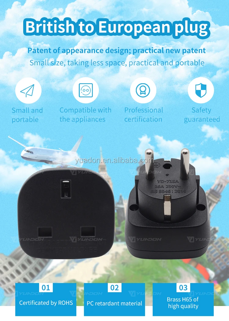 Electrical Powerline Adapter British Standard Socket Type E Type G Plug ...