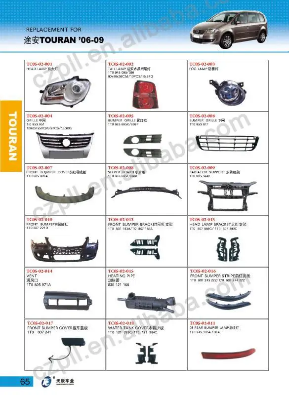 Front Bumper Spoiler For Touran / Caddy 2010 1t0 805 903 D 1t0805903d ...