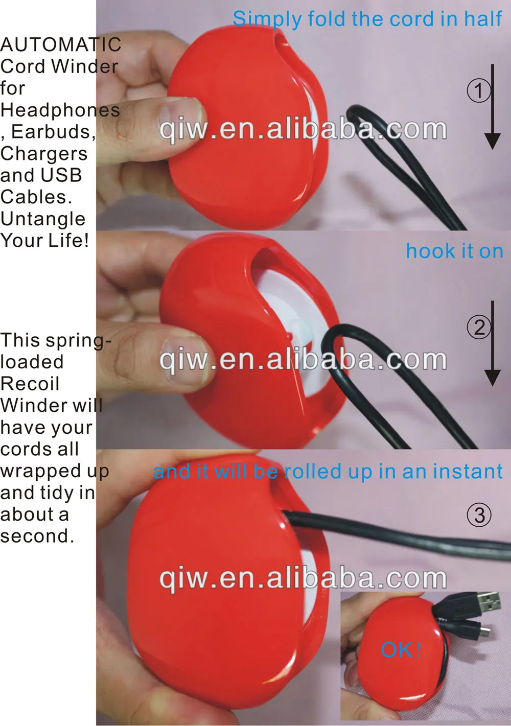 Business Giveaways Recoil Small Large Retractable Usb Cable Reel - Buy ...