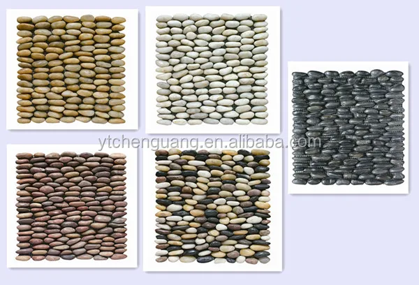 Flat White Round River Rock Pebble Stone Mosaic - Buy Flat Round White ...