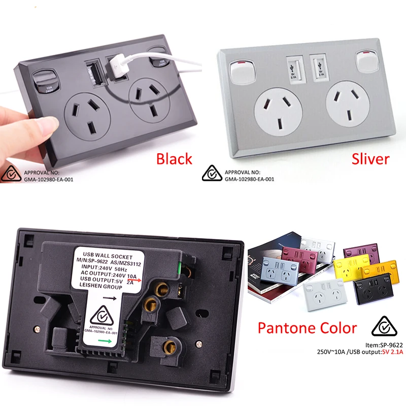 Australian Wall Socket Dual Usb Charger Ac Power Adapter Outlet Plate ...