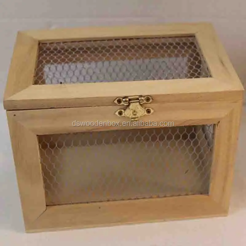 Small Wooden Decorative Storage Tidy Box Garden Wooden Mesh Box - Buy ...
