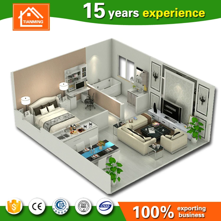 Pre Fab Luxury Modular One Living Bedroom China Real Estate 20ft Flat ...