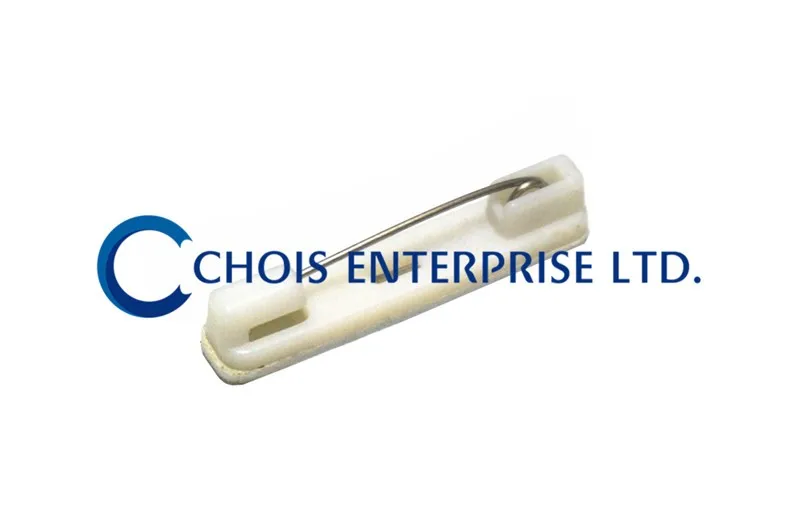 White Plastic Safety Bar Pin With Adhesive For ID Badge