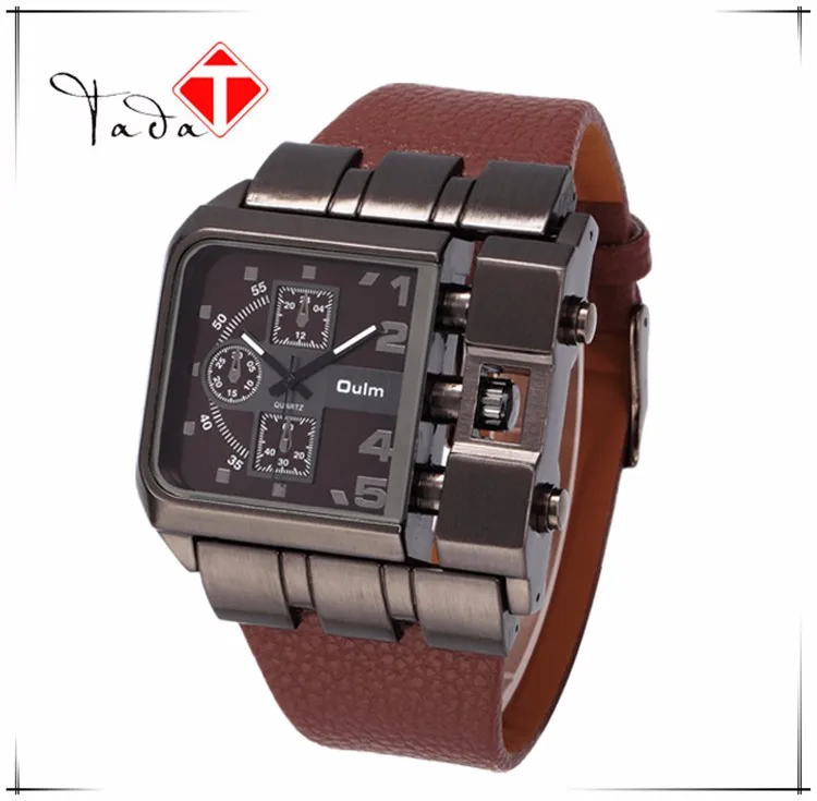 Oulm 3364 Luxury Brand Wrist Watch Square Dial Wide Strap Men's Quartz ...