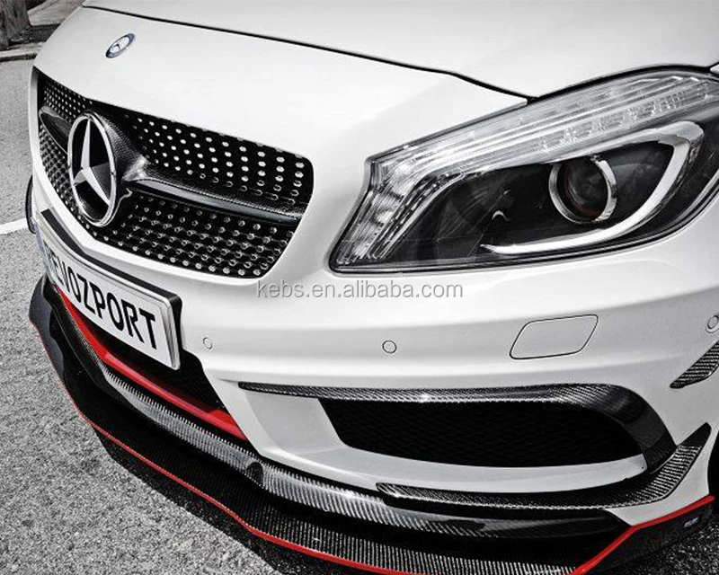 A Type Carbon Body Kit Front Bumper Lip With Red Strips For Mercedes ...