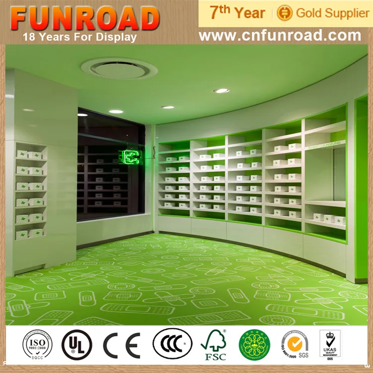 Shop Name Board Designs Wall Display Showcase For Pharmacy Store ...