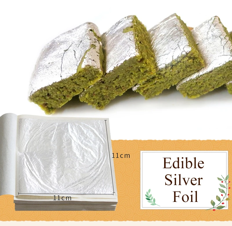 Genuine Edible Silver Leaf 11x11cm Decoration Bakery Decoration ...