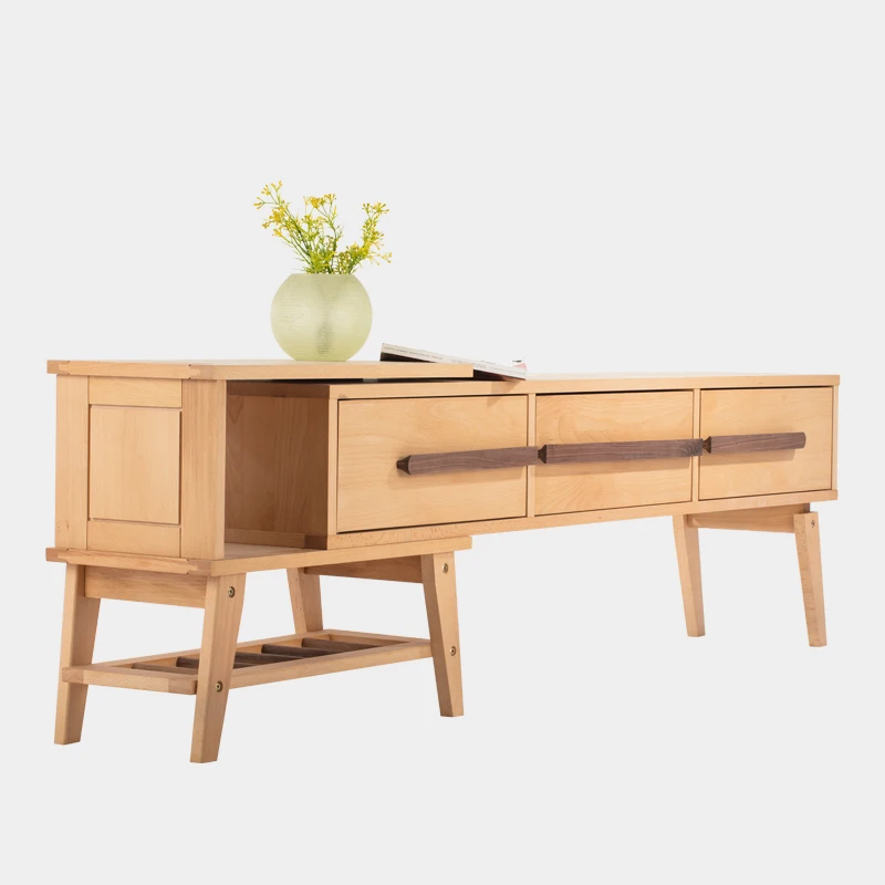 Wooden Flat Pack Furniture Beech Wood Japanese Style Tv Stand Cabinet ...