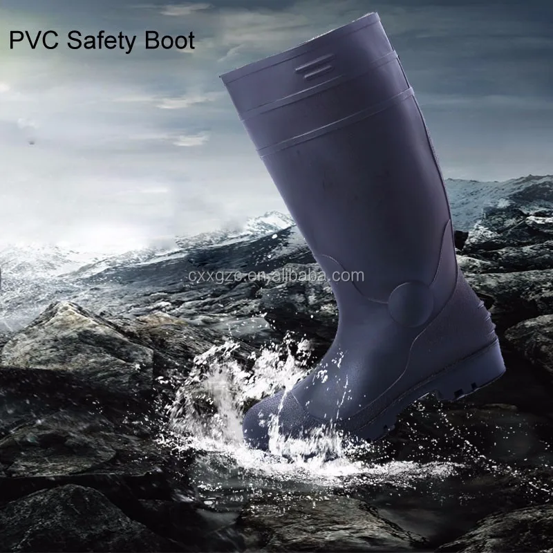 Men Safety Boots Pvc Waterproof Rain Boot Steel Toe Industry Long Boot ...