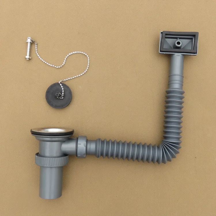 Sink Waste Kit Into The Wall Drain Strainer With Overflow Kitchen Sewer ...