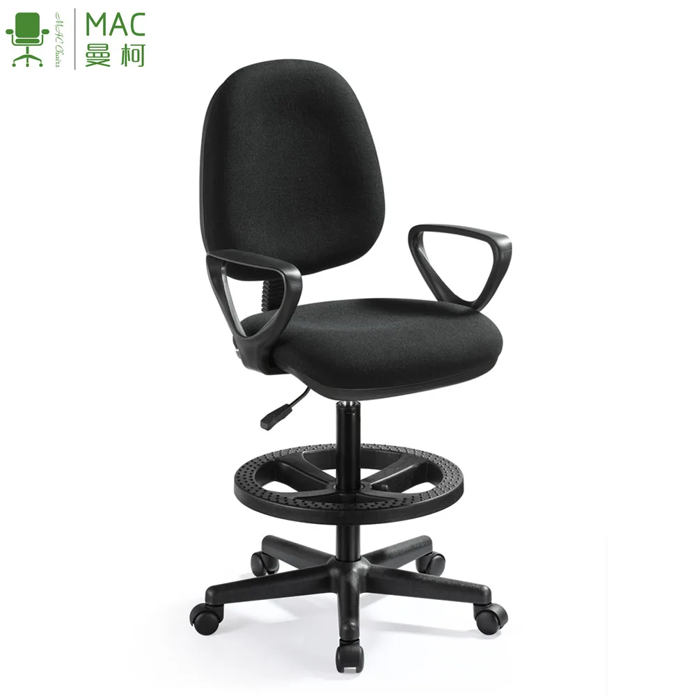 High Fabric Round Seat Stool Teller And Cashier Chair With Footring ...