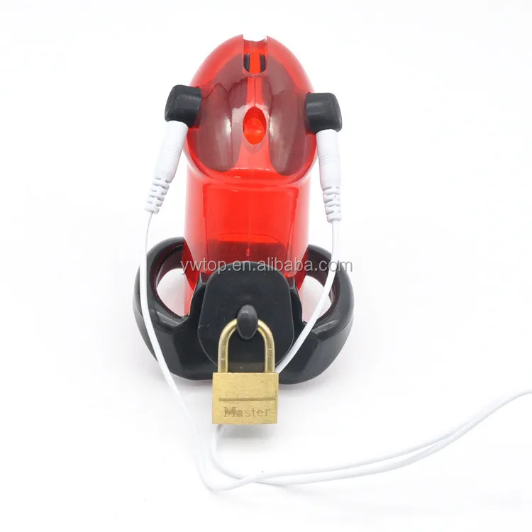 Male Polycarbonate Electro Electric Shock Chastity Cage Device Lock ...