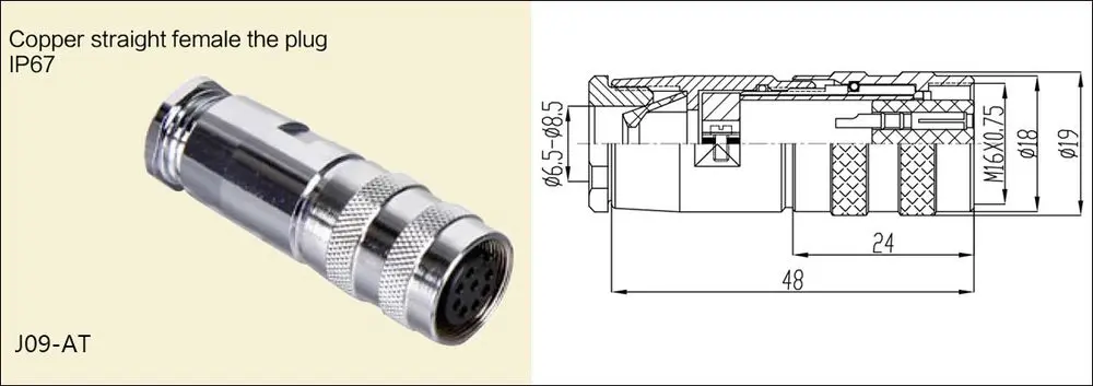 Binder M16 12 Pin DIN Connector - IP67/IP68 Rated