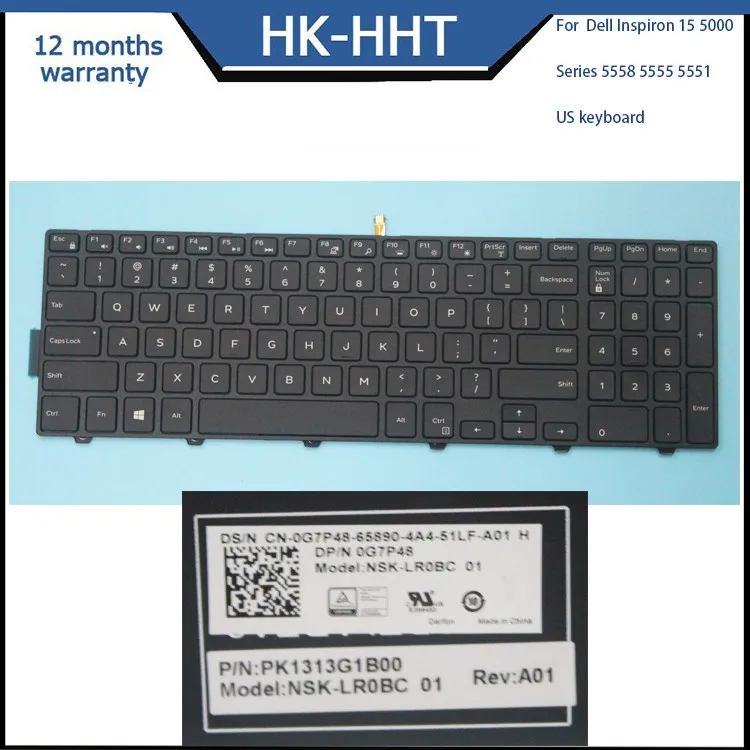Us Layout Laptop Keyboard For Dell Inspiron 15 5000 Series 5558 5555 ...