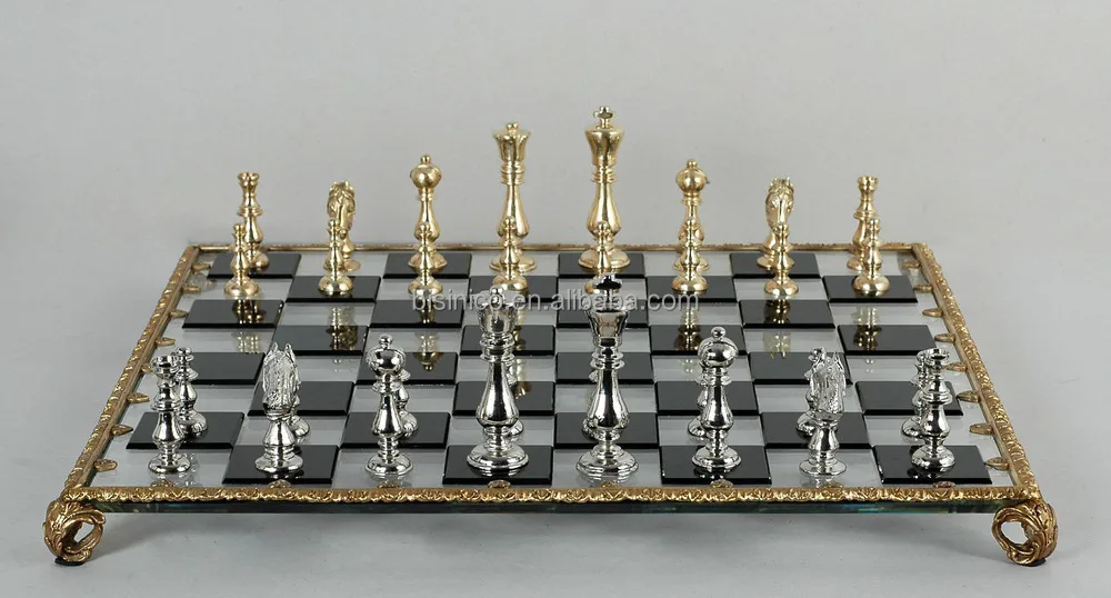 Imperial Crystal Brass Chess Sets,Clear & Gold Noble International ...