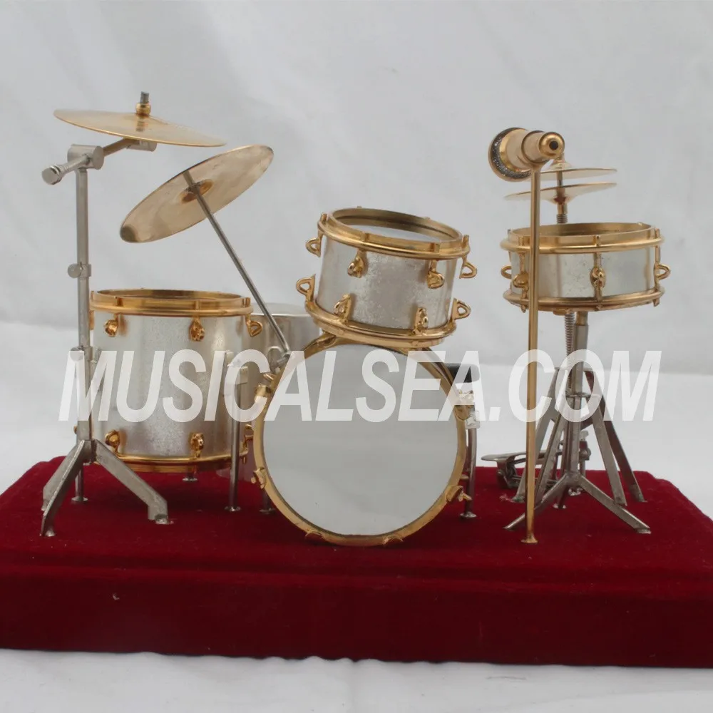 Miniature Sliver Jazz Drum Set/ Drum Kit Ornament Metal Musical ...