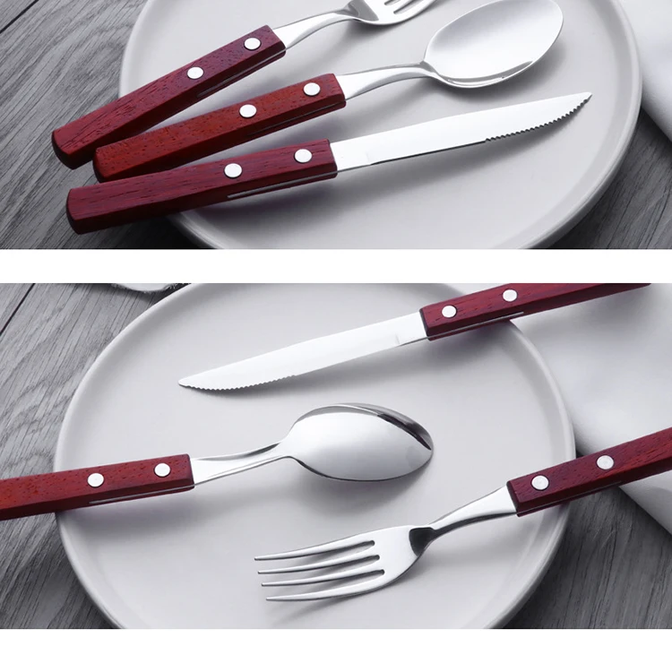 304 Stainless Steel + Wooden Handle Cutlery Set 3 Pcs - Buy Wooden ...