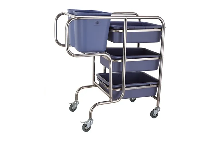 Restaurant Dish Collect Service Cleaning Cart with Plastic Buckets